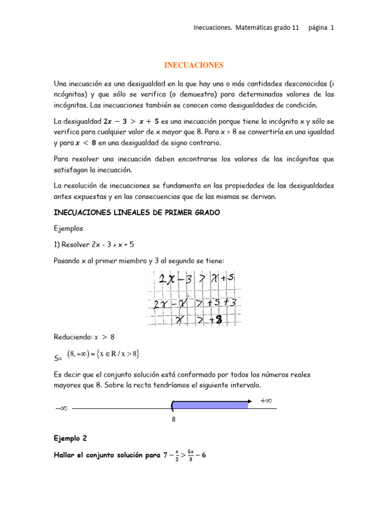 Inecuaciones | PDF | Desigualdad (Matemáticas) | Variable (Matemáticas)