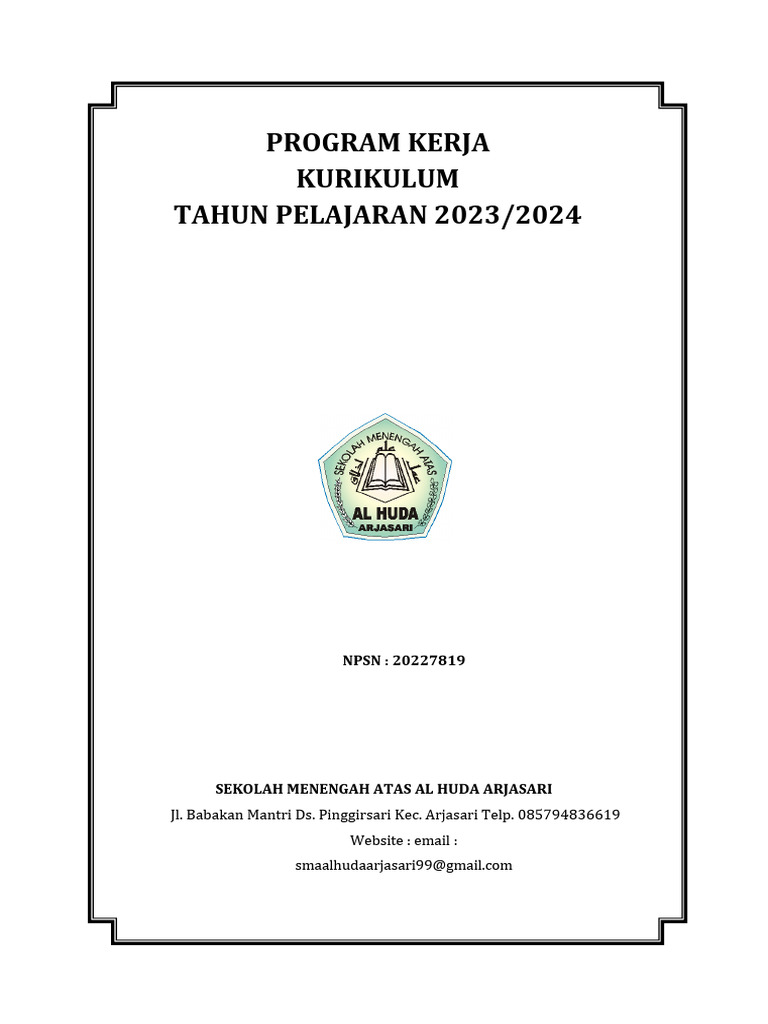 Program Kerja Kurikulum 2023 | PDF