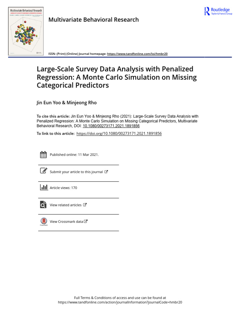 Large-Scale Survey Data Analysis With Penalized Regression | PDF | Regression Analysis ...