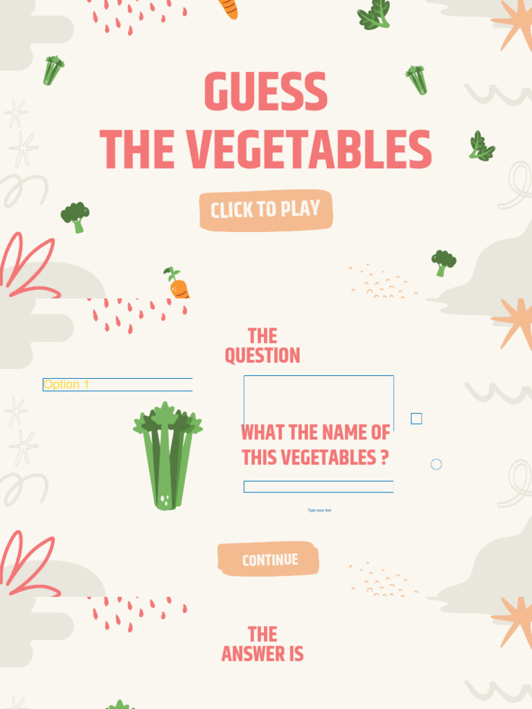 Beige and Pink Playful Guess The Vegetables Game Presentation | PDF ...