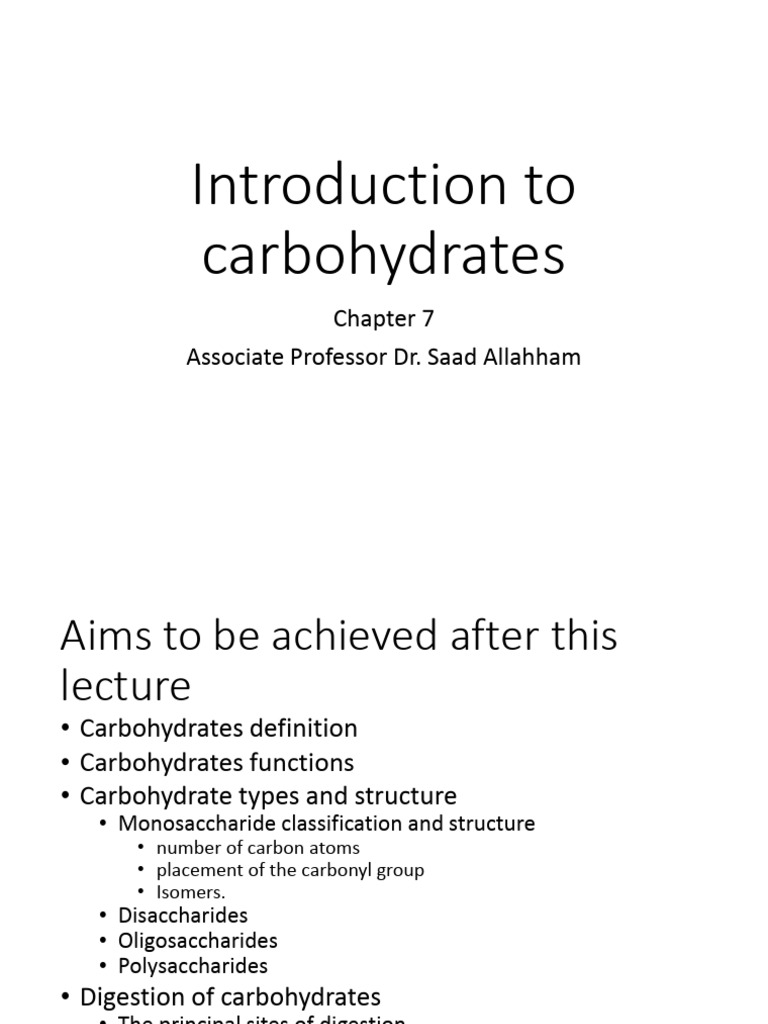 Introduction To Carbohydrates CH 7 13.6.19 1 | PDF | Carbohydrates ...