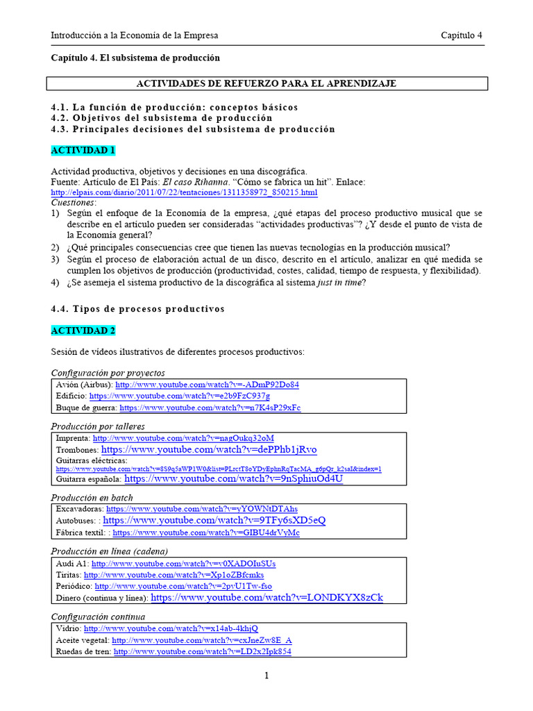 Actividades | PDF | Business | Negocios económicos