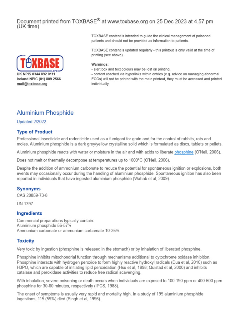 Aluminium Phosphide | PDF | Chemical Compounds | Chemical Substances
