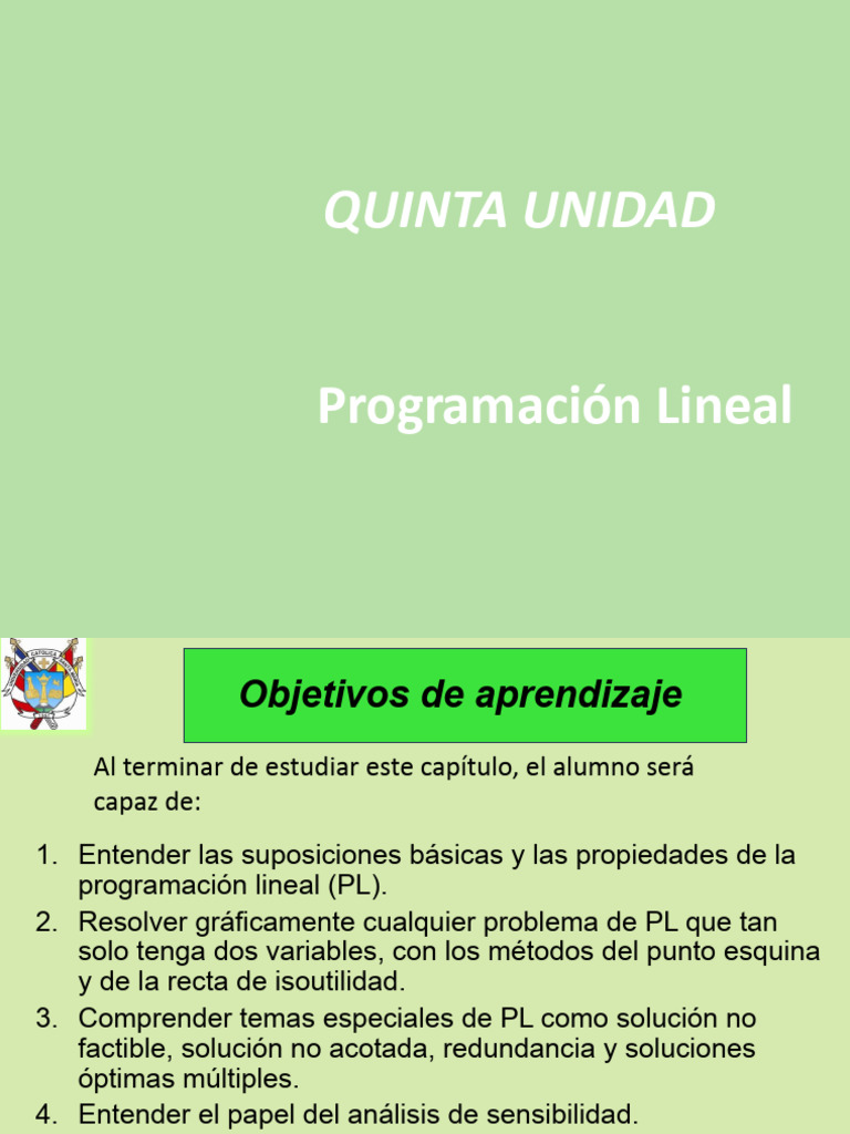 5ta. Unid. (Programación Lineal) | PDF | Programación lineal | Linealidad