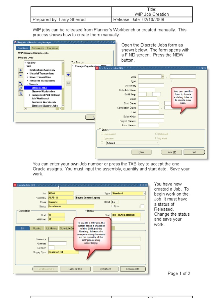 Manual Creation of Discrete Jobs | PDF
