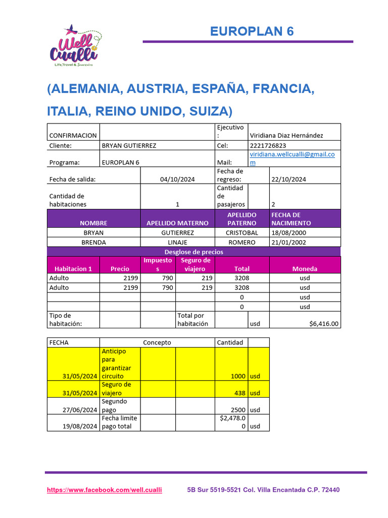 Confirmación 4 Oct Europlan 6 | PDF | Roma | París