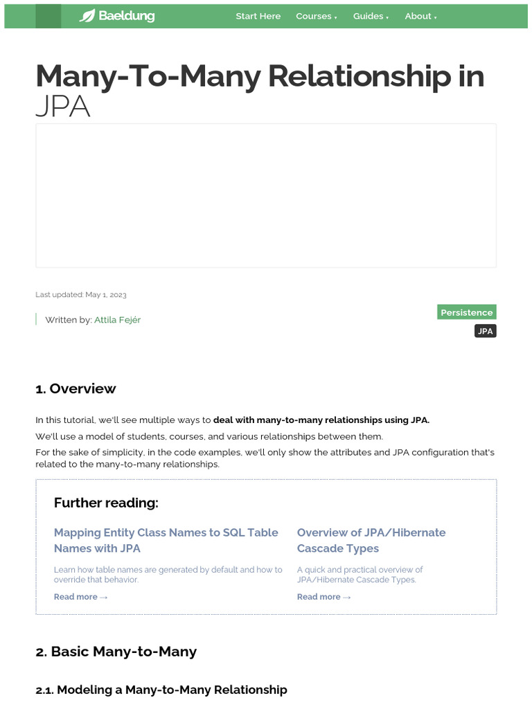 Many-To-Many Relationship in JPA | PDF | Class (Computer Programming ...