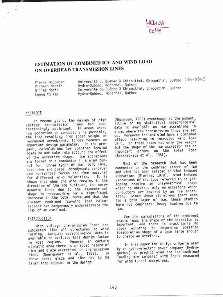 Estimation of Combined Ice and Wing Load in Overhead | PDF