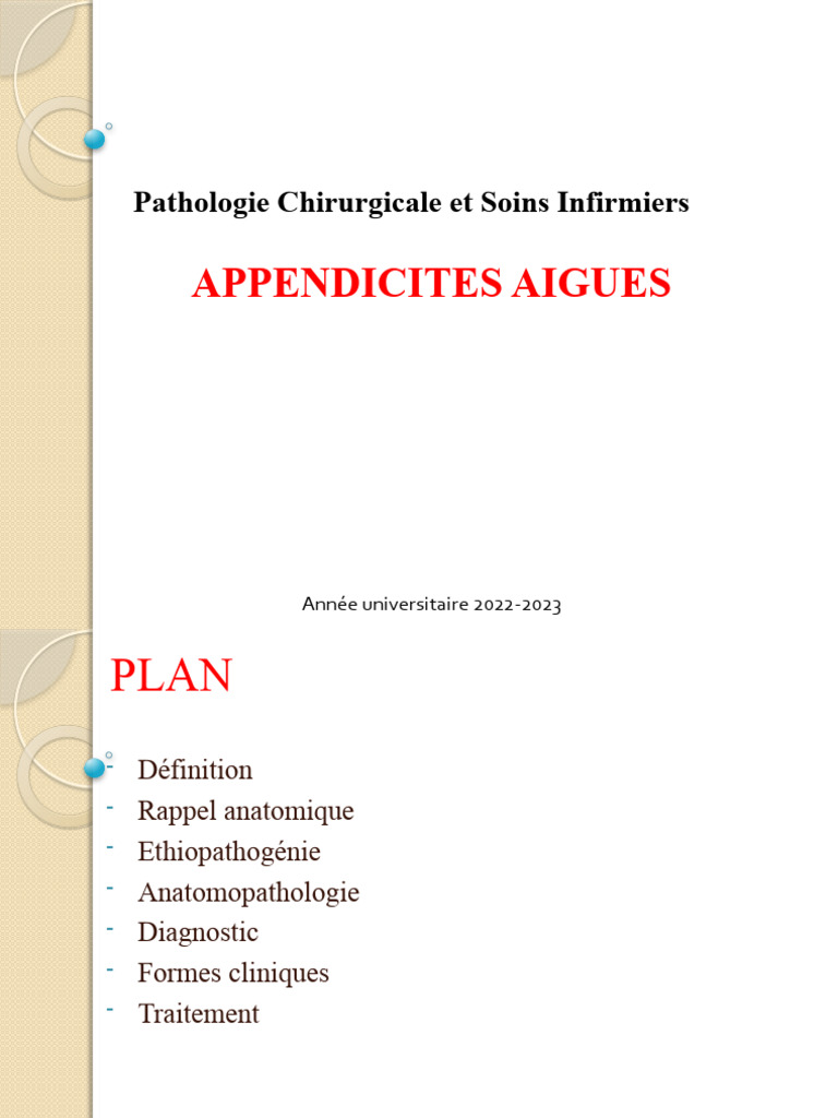 Appendicite Aiguë : Diagnostic et Traitement | PDF | Médecine clinique ...