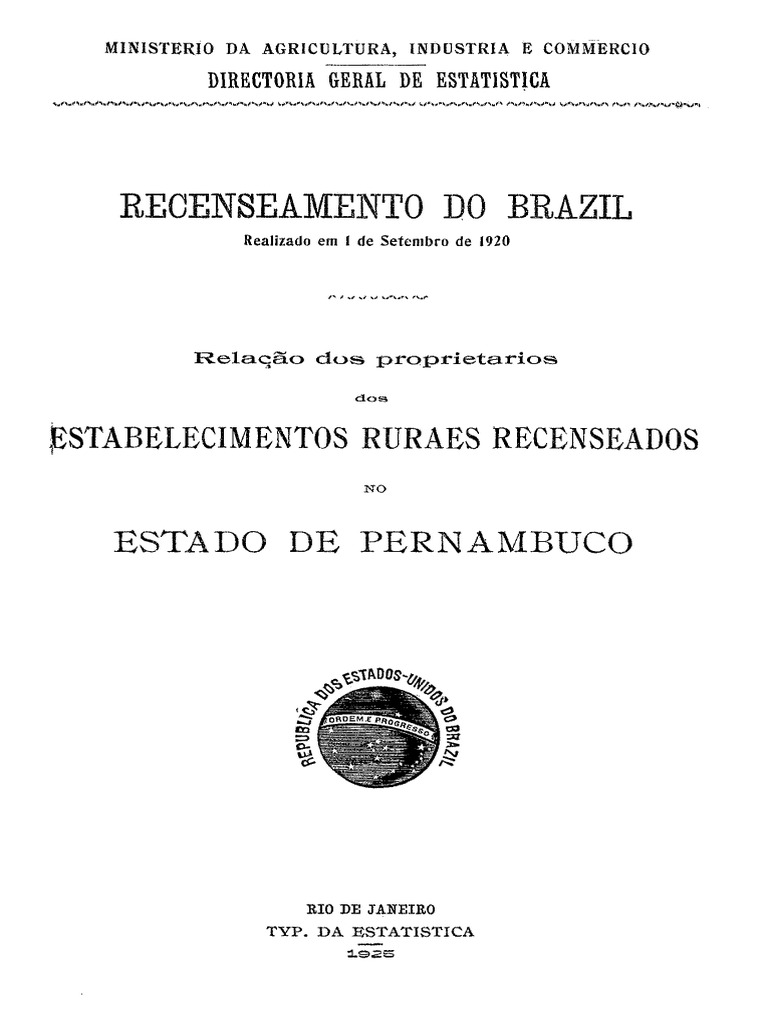 Recenseamento de 1921 Pernambuco | PDF