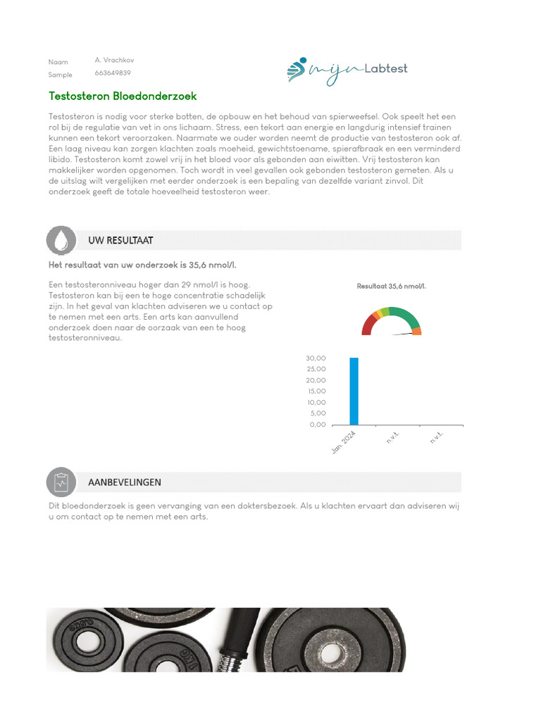 Testosteron Bloedonderzoek: Naam Sample A. Vrachkov 663649839 | PDF