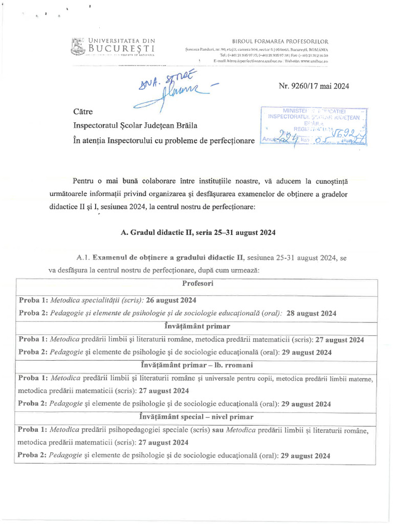 Gradul II - I - 2024 - BUCURESTI | PDF