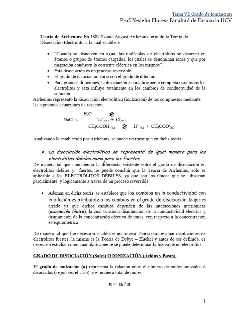 Clase 3 Tema 6 | Descargar gratis PDF | Electrólito | Equilibrio químico