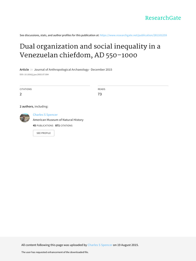 Virilocal Residence in Venezuelan Chiefdoms | PDF | Kinship | Artifact ...