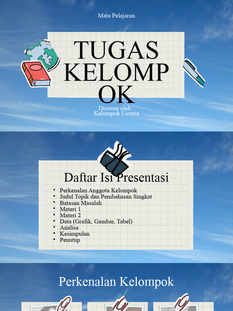 Template Presentasi Tugas Kelompok Minimalis Estetik Biru Langit Dan Awan From Canva | PDF