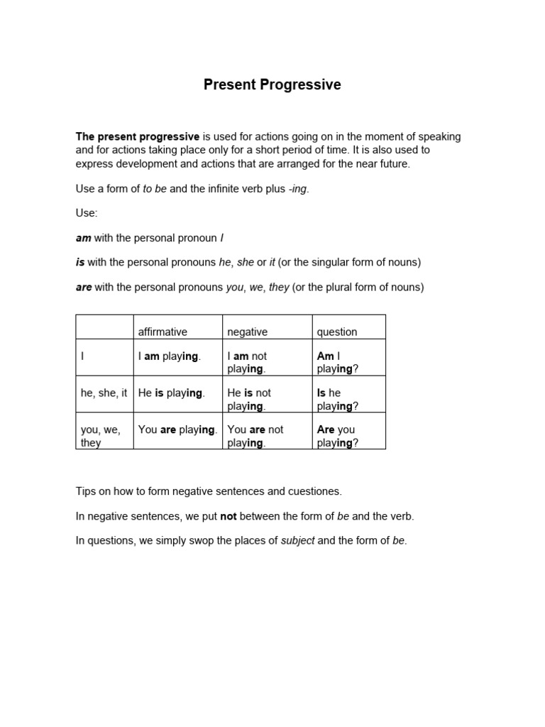 Present Progresive | PDF
