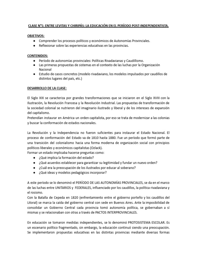 CLASE 5 - Historia - Entre Levitas y Chiripas - Parte 1-1 | PDF ...