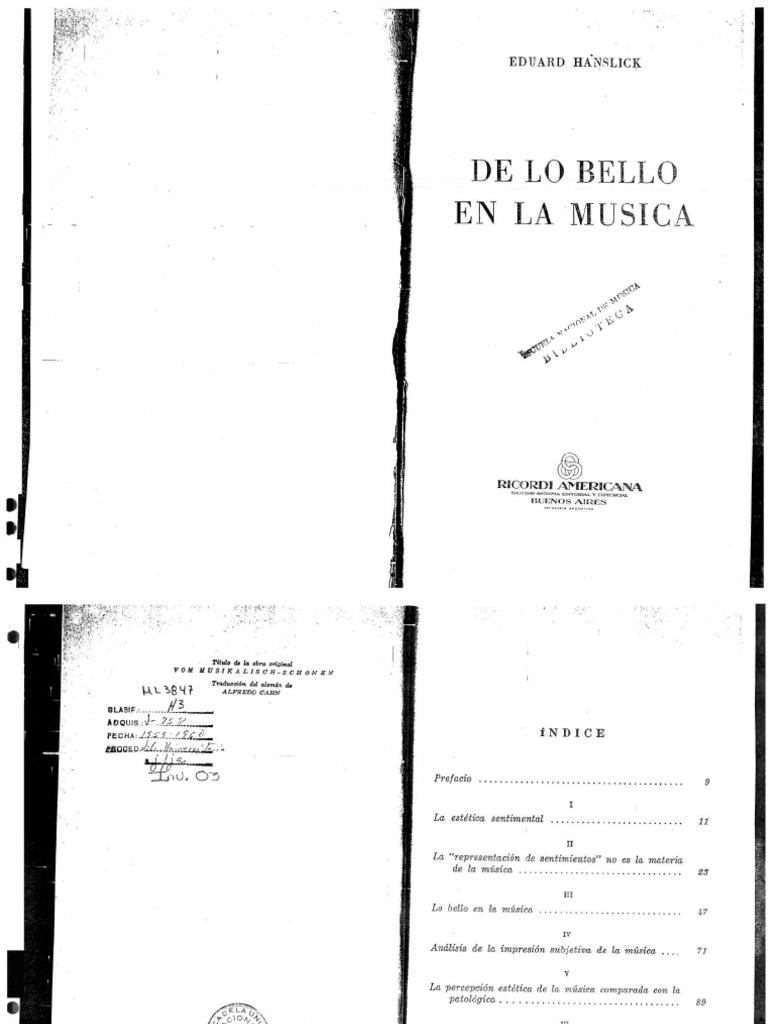 De Lo Bello en La Música - Hanslick | PDF | Amor | Belleza