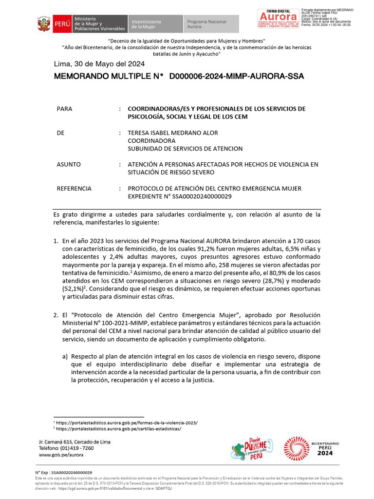 Memorando Multiple-000006-2024-Ssa | PDF | Discriminación | Violencia de género