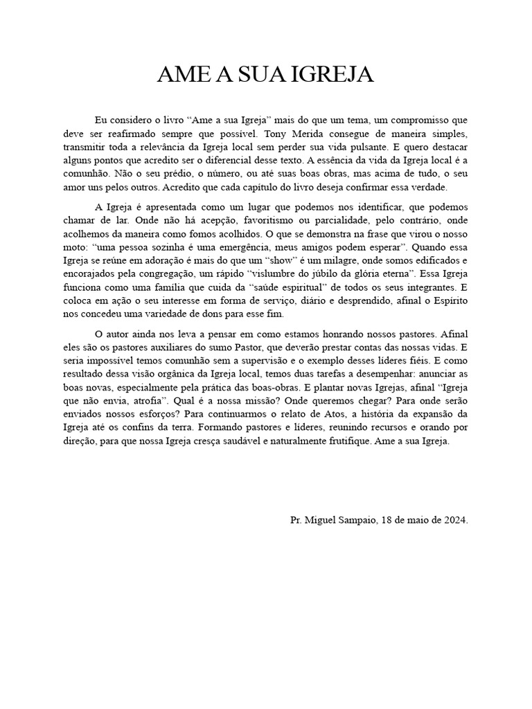 Ame A Sua Igreja | PDF | Autoajuda | Religião e Espiritualidade