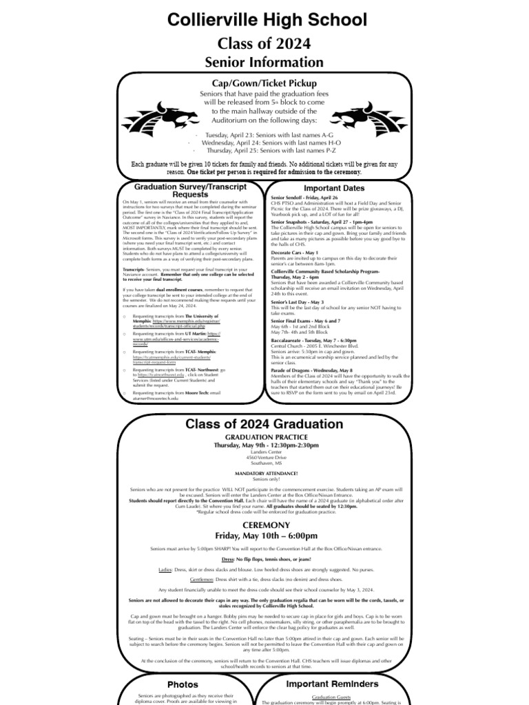 2024 Graduation Information | Download Free PDF | Clothing