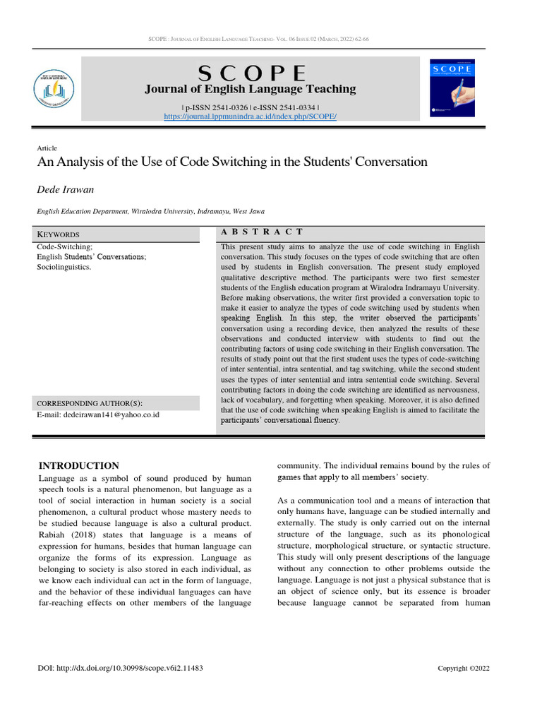 An Analysis of The Use of Code Switching in The ST | PDF ...