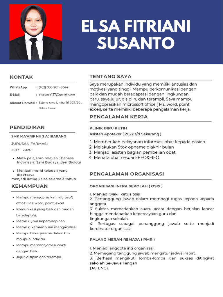 CV Elsa | PDF | Karier & Perkembangan | Sains & Matematika