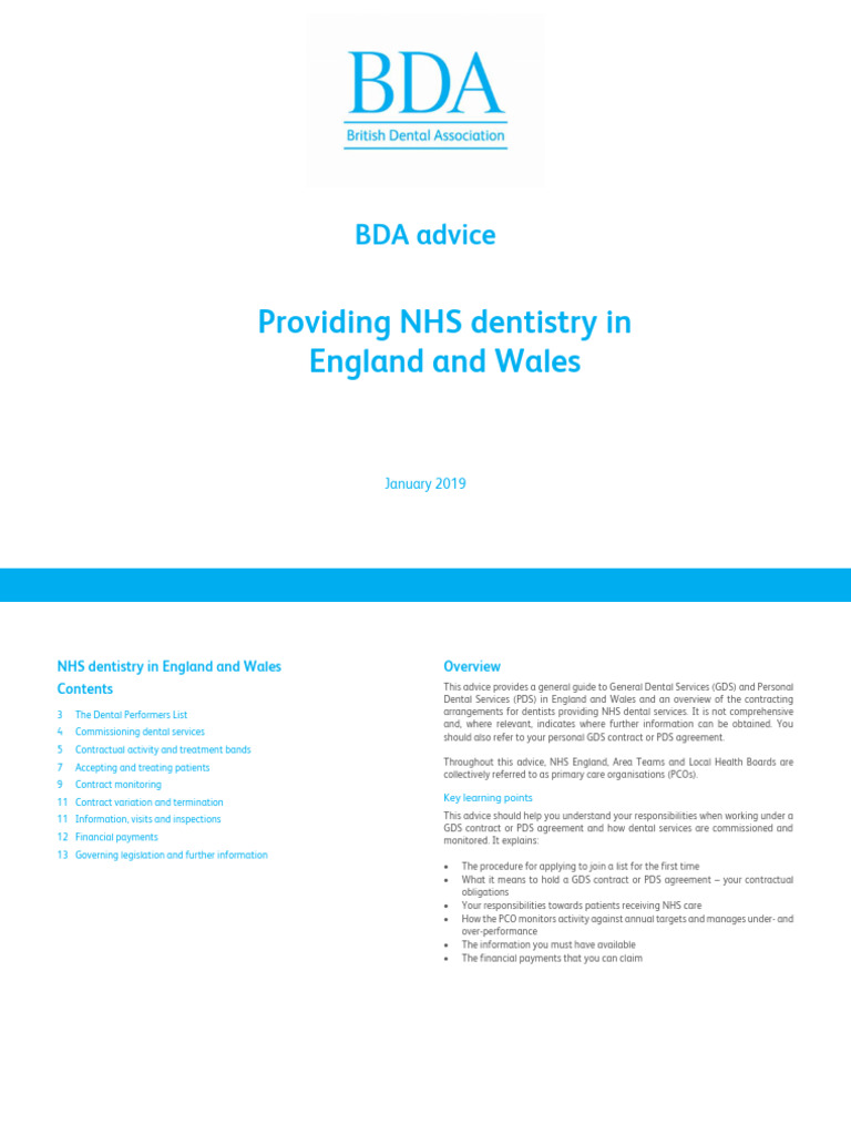 NHS Dentistry Guidance for England & Wales | PDF | Dentistry | National ...