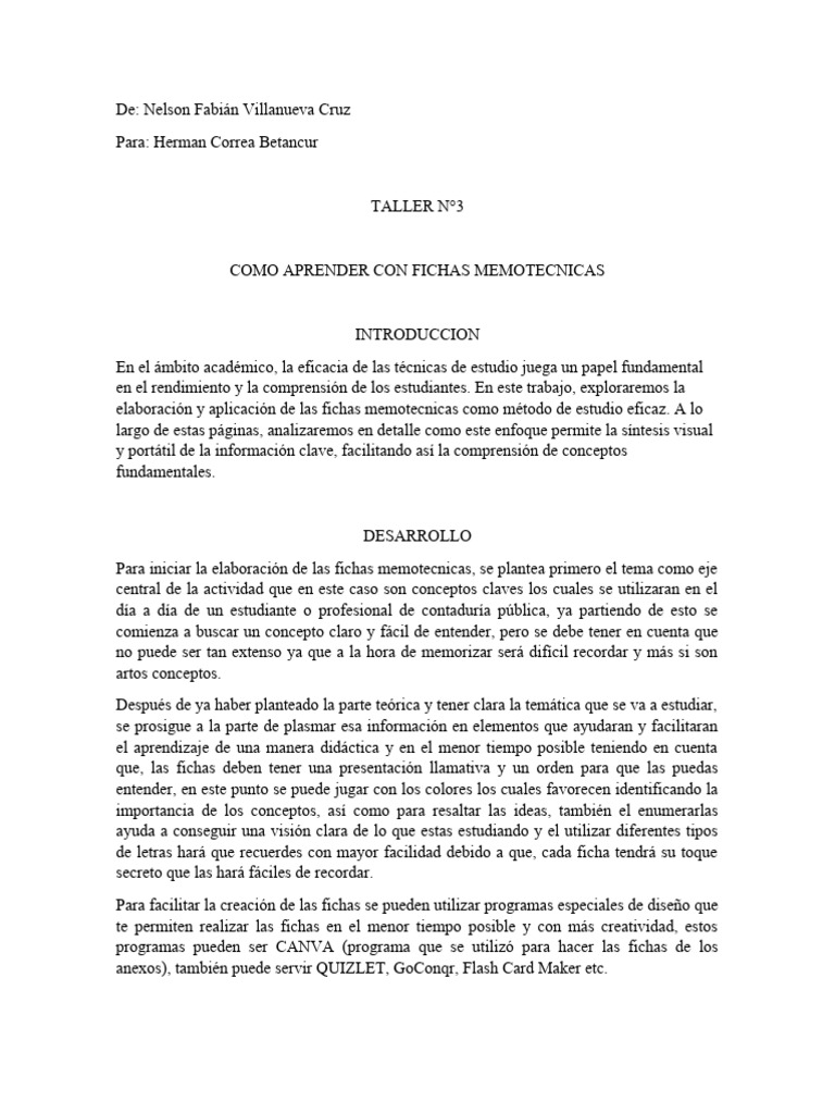 Memofichas | PDF | Habilidades de estudio | Modificación de comportamiento