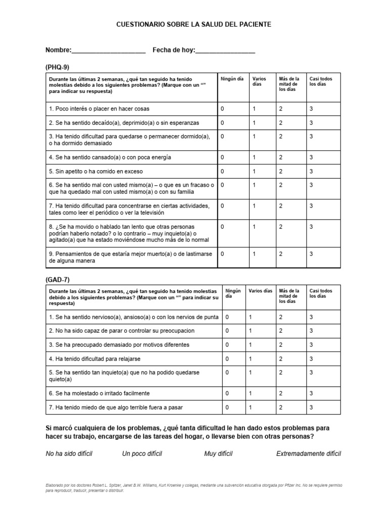 GAD-7 + PHQ-9 (Spanish) | PDF