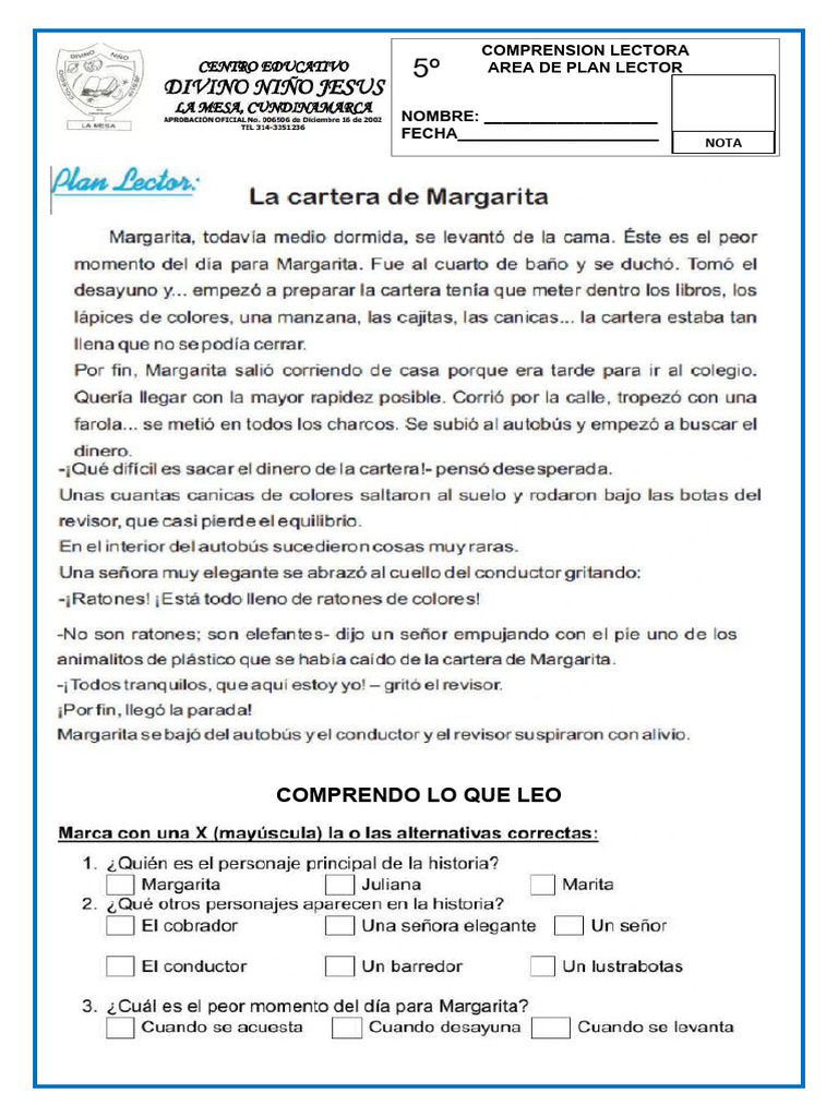 Comprension Lectora Margarita | PDF | Negocios