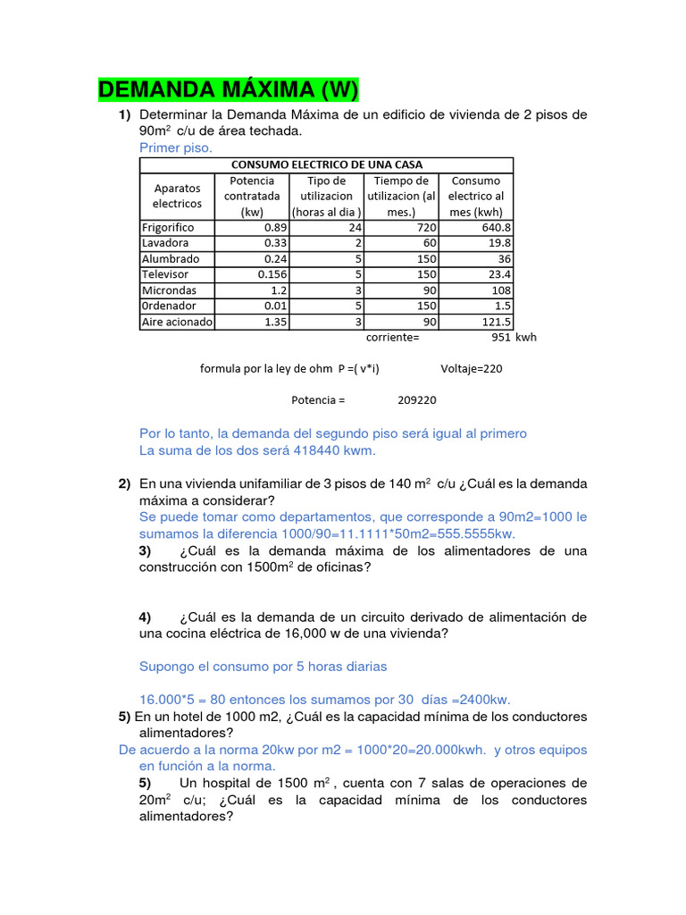 Demanda Máxima | Descargar gratis PDF | Metrología | Cantidad
