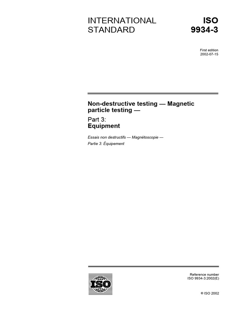 ISO 9934-3 NDT Magnetic Particle Testing Equipment | PDF ...