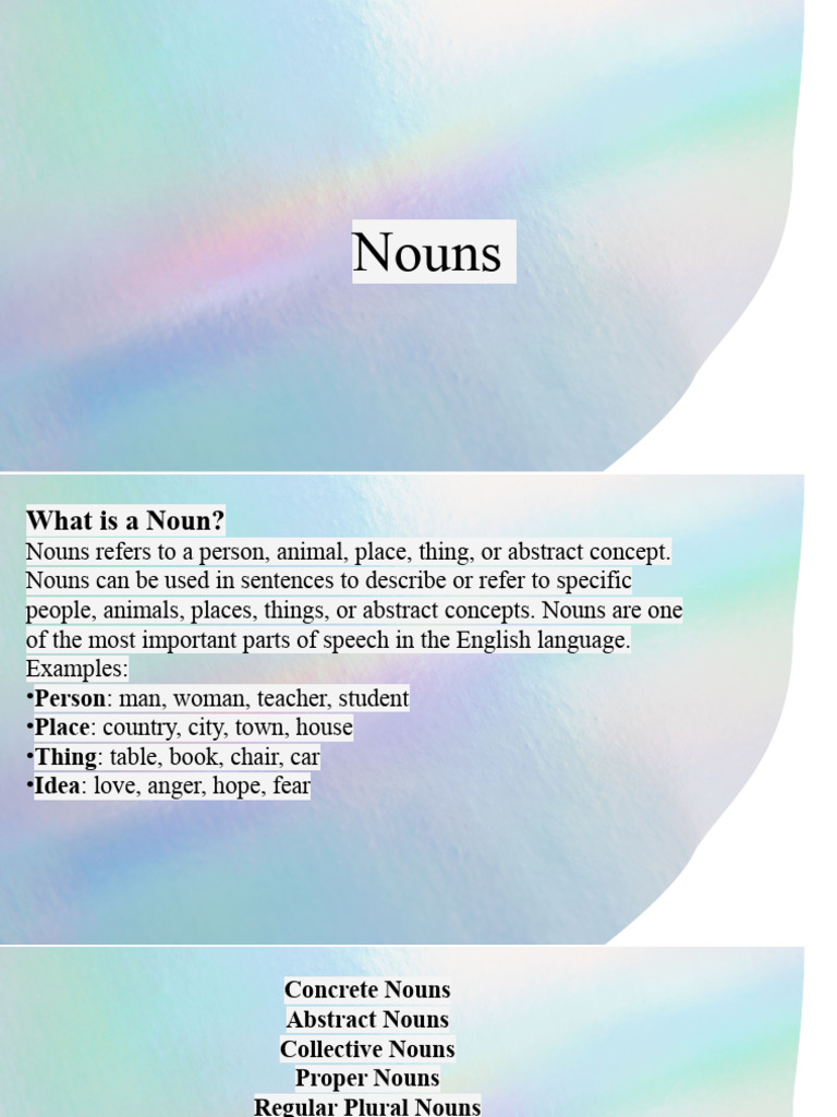 Understanding Nouns: Types and Examples | PDF