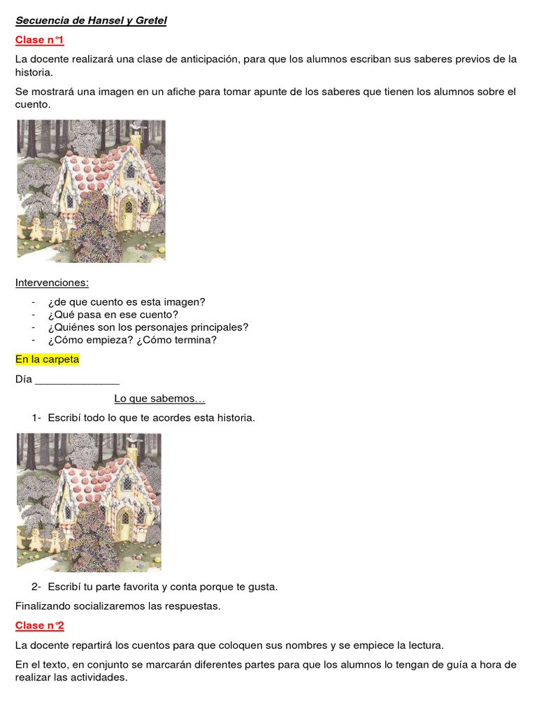 Secuencia de Hansel y Gretel | PDF | Artes del Lenguaje y Comunicación ...