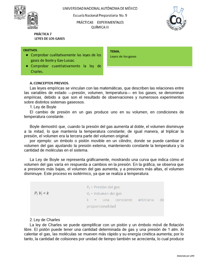 P7 - Leyes de Los Gases | Descargar gratis PDF | Gases | Química Física