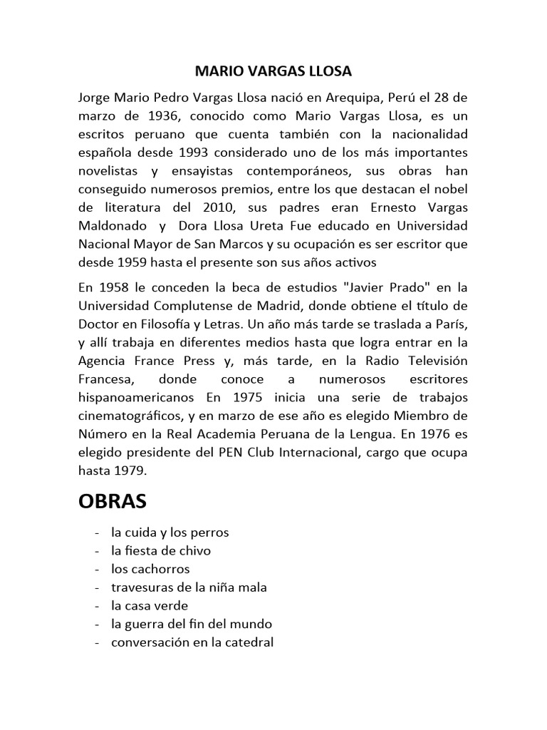 Mario Vargas Llosa 2 | PDF