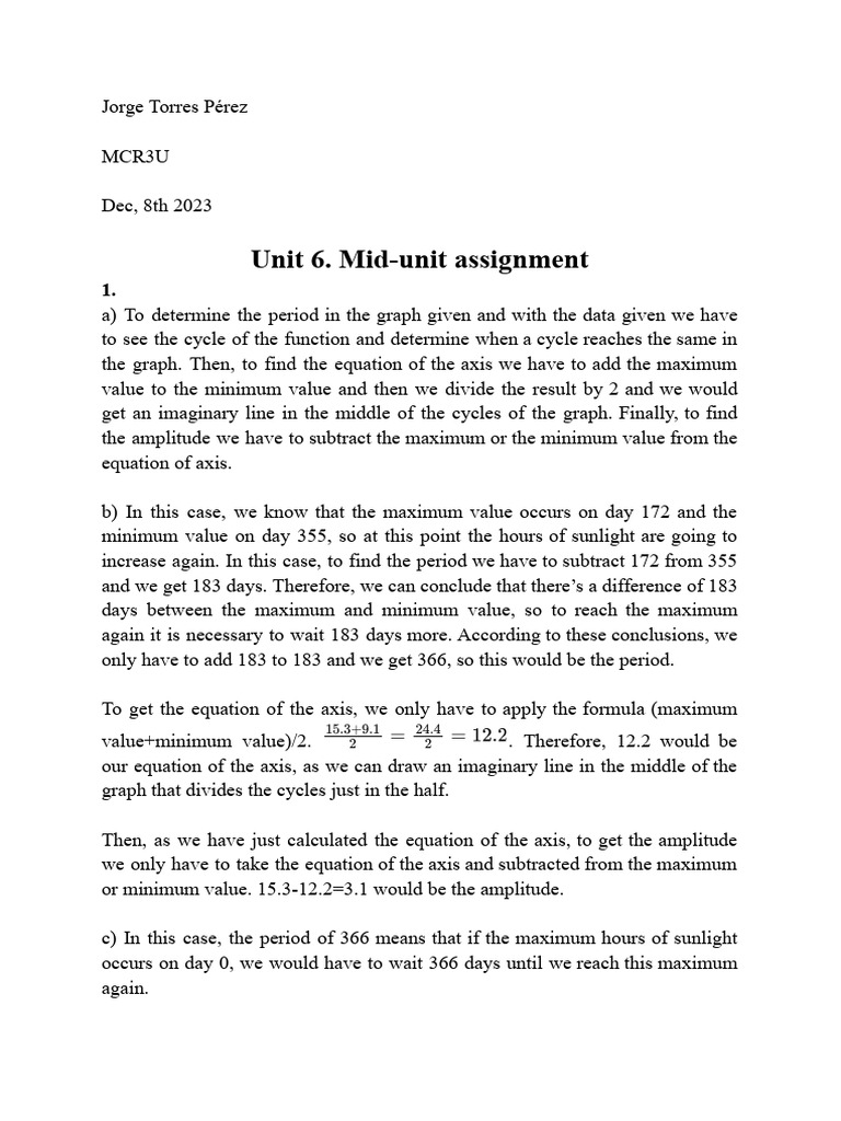 Unit 6 Mid Unit Assignment (Correct One) | PDF | Mathematics