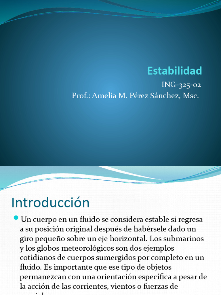 Estabilidad | PDF | Flotabilidad | Cantidades fisicas