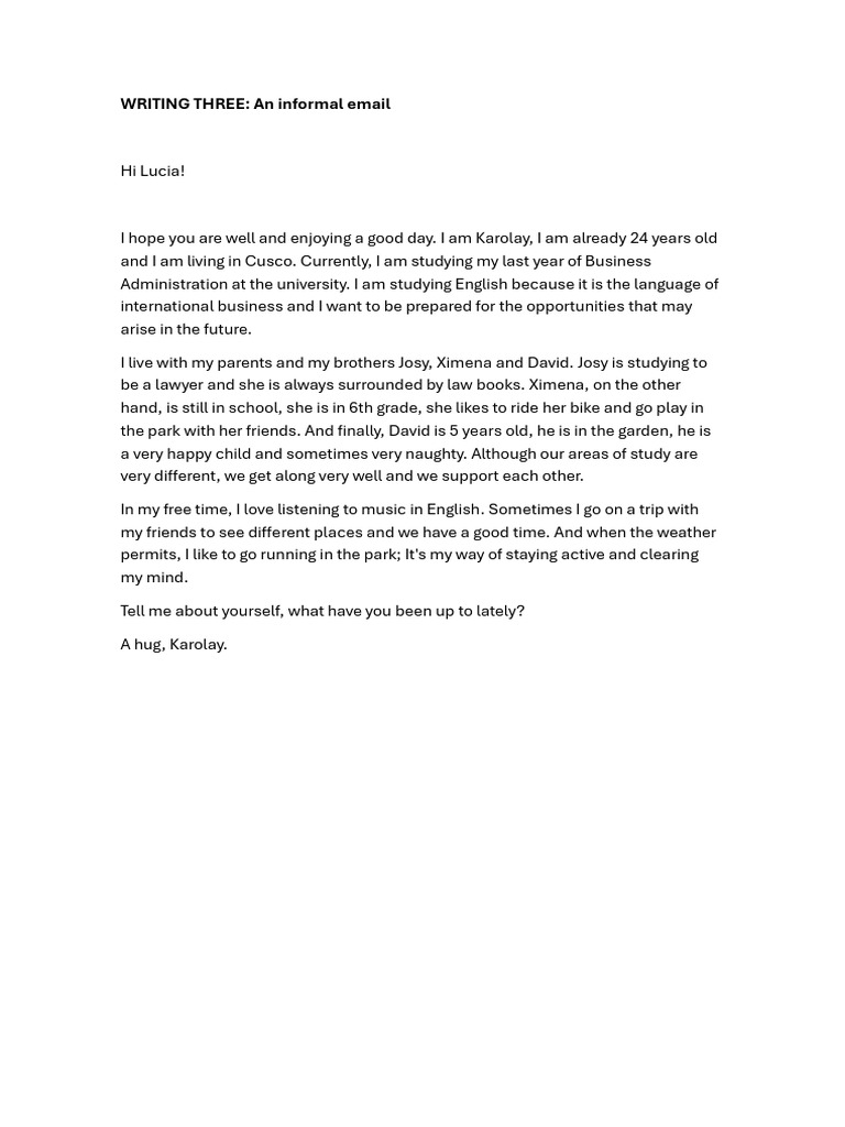 Informal Email: Life in Cusco | PDF