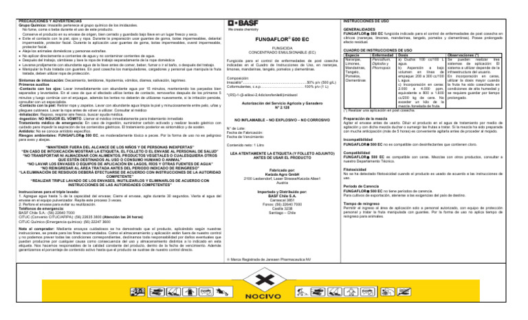 FUNGAFLOR 500 EC Etiqueta 29-11-2022 | PDF | Agua | Fruta