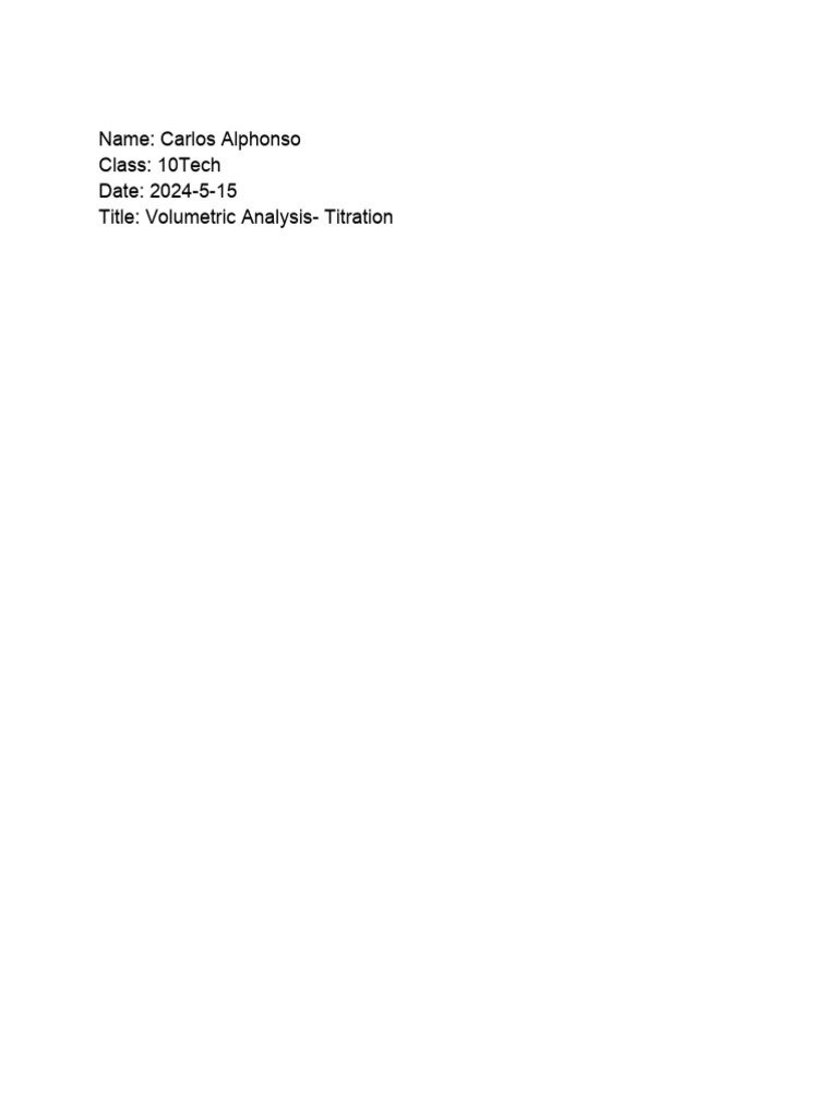 Titration of Hydrochloric Acid Analysis | PDF | Titration | Chemistry