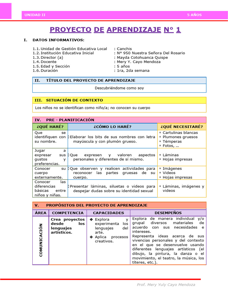 Proyecto de Aprendizaje 1 - UD II - Editora Quipus Perú | PDF | Aprendizaje | Observación