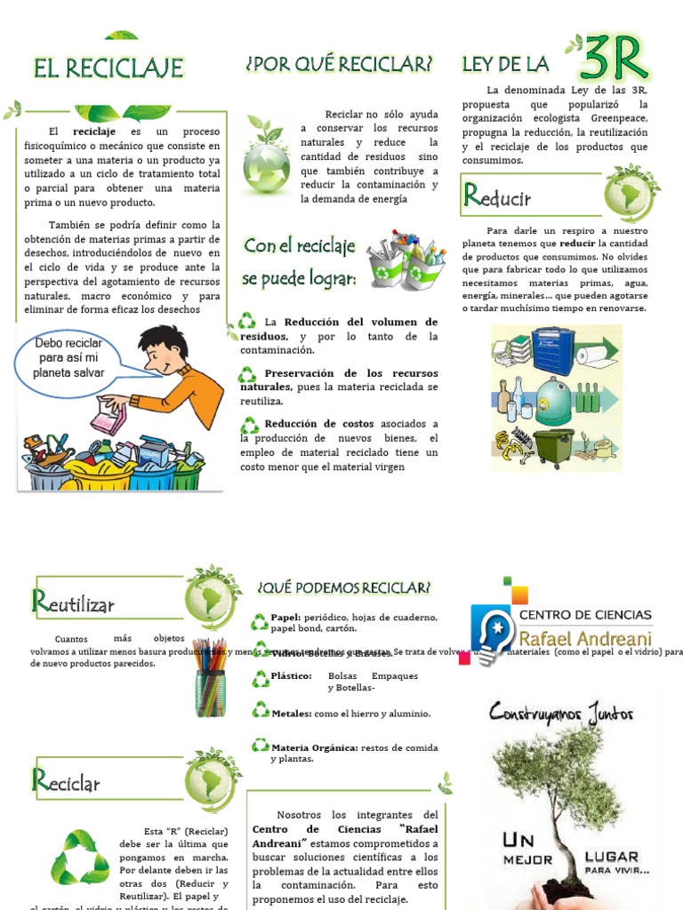Triptico Reciclaje | PDF | Residuos | Reciclaje