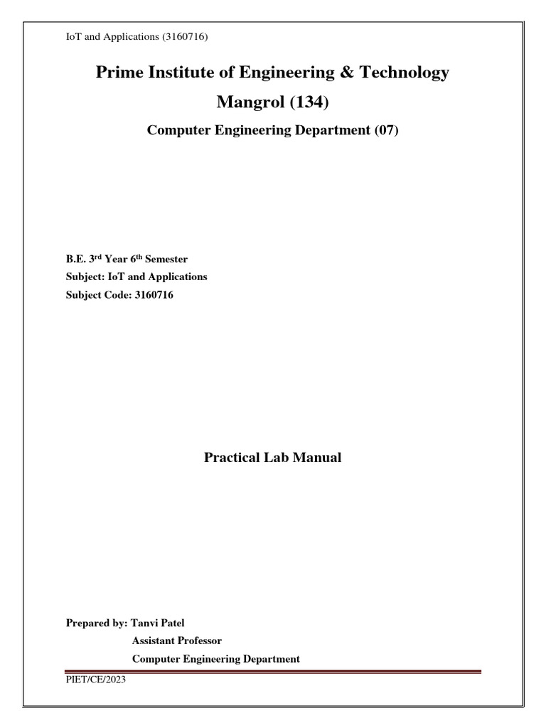 IoT - Lab Manual - TP | Download Free PDF | Internet Of Things | Arduino