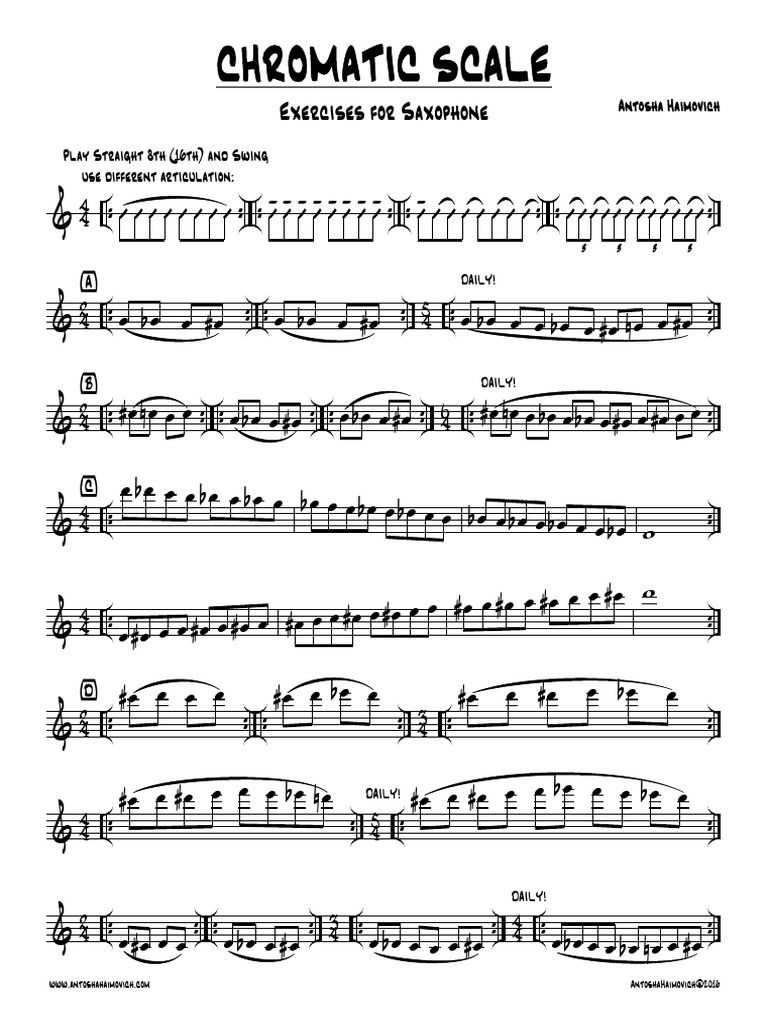 Antosha Haimovich - Chromatic Scale (Exercise For Saxophone) | PDF ...