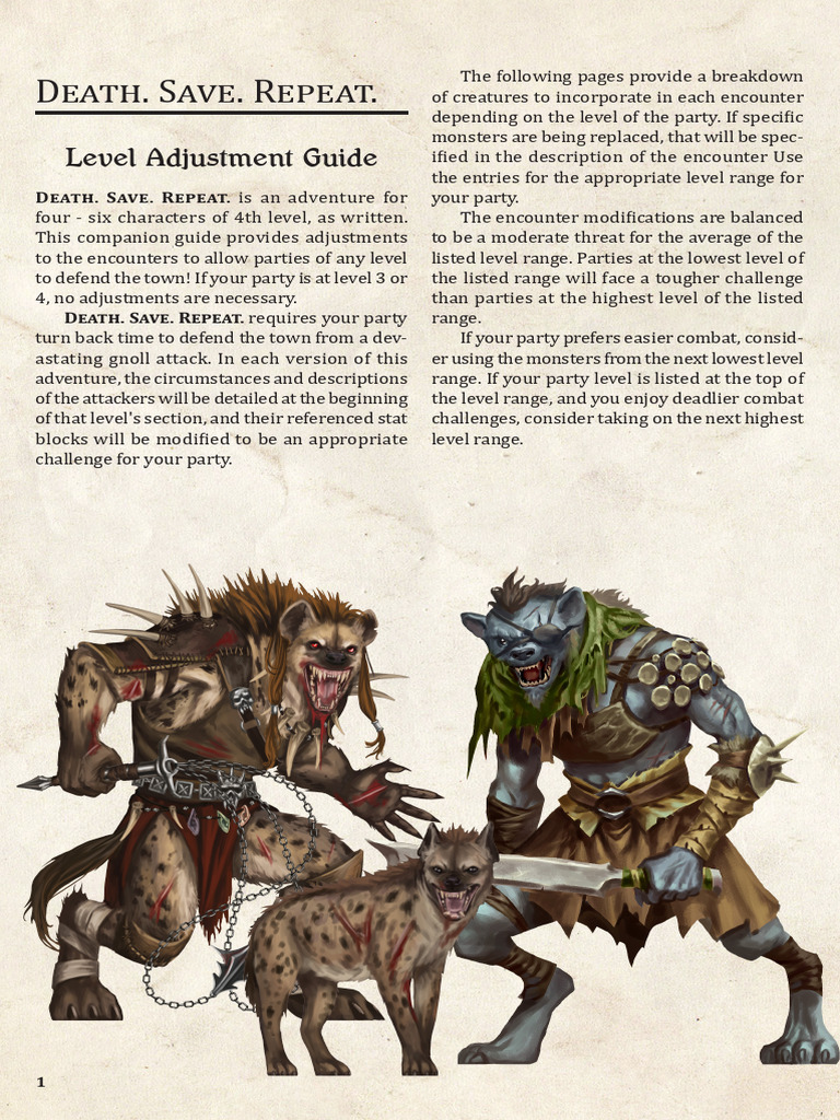 Death Save Repeat - Level Adjustment Guide | PDF | Werewolves | Fantasy
