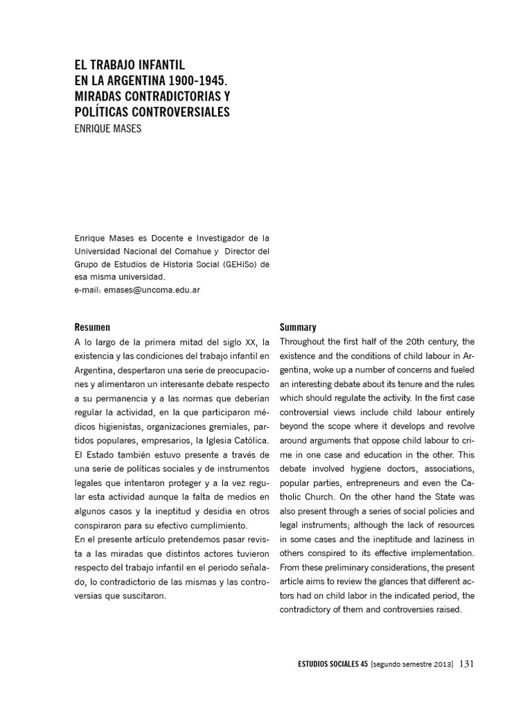 El Trabajo Infantil en La Argentina 190 | PDF | Buenos Aires | Escuelas