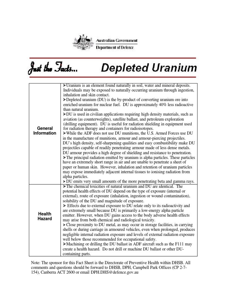 Health Risks of Depleted Uranium | PDF | Ionizing Radiation ...