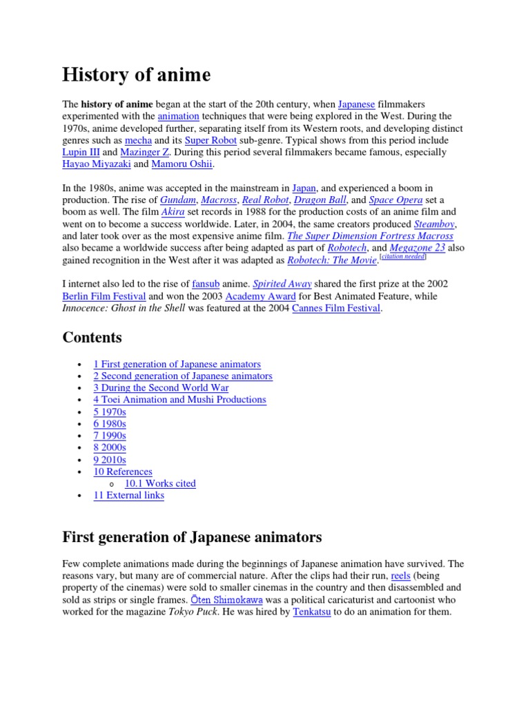 Brief History of Anime in Japan | PDF | Anime | Asian Animation